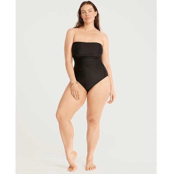 J Crew Swim New Jcrew Longtorso Ruched Bandeau Onepiece In Black